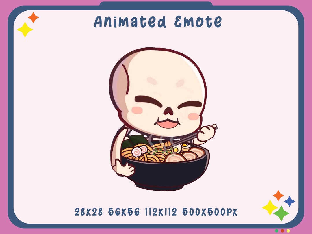 Skeleton Eating Ramen Animated Emote: Twitch, Youtube, Discord (digital ...