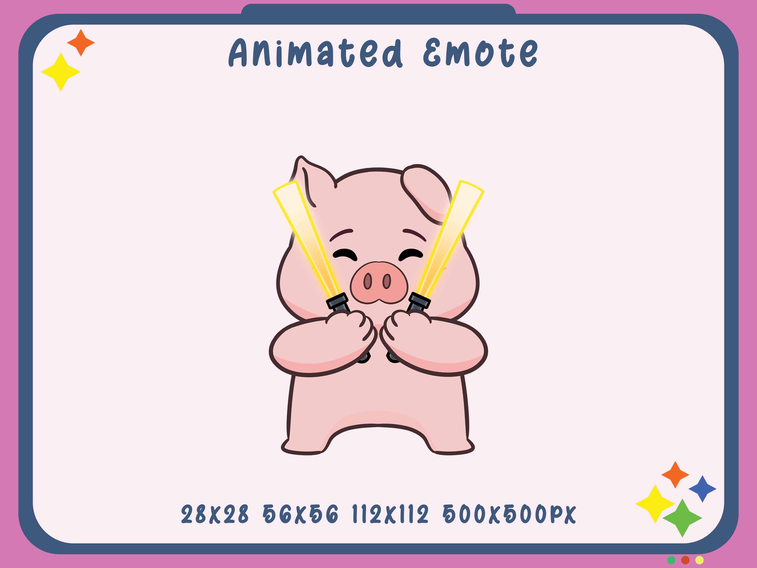 Pink Pig Lightstick Dance Twitch Youtube Kick Discord Emote, Light ...