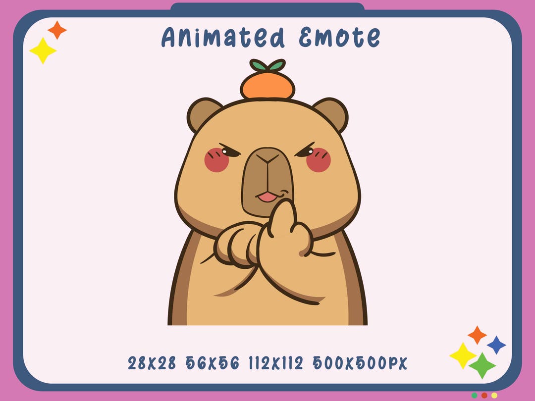 Cute Capybara Turn up Middle Finger Twitch Youtube Kick Discord Emote ...