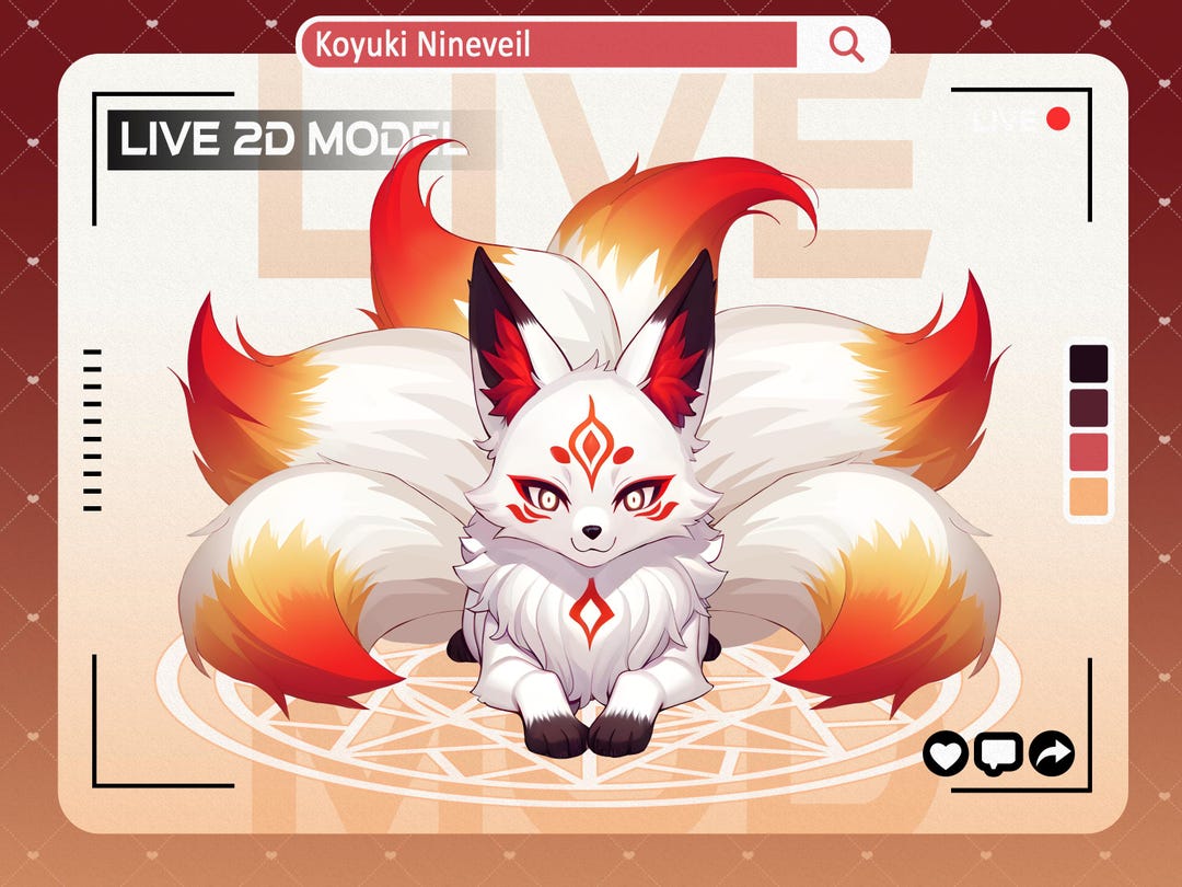 Anime Nine Tailed Fox Vtuber Model: Koyuki Nineveil Live2d Rig - Etsy