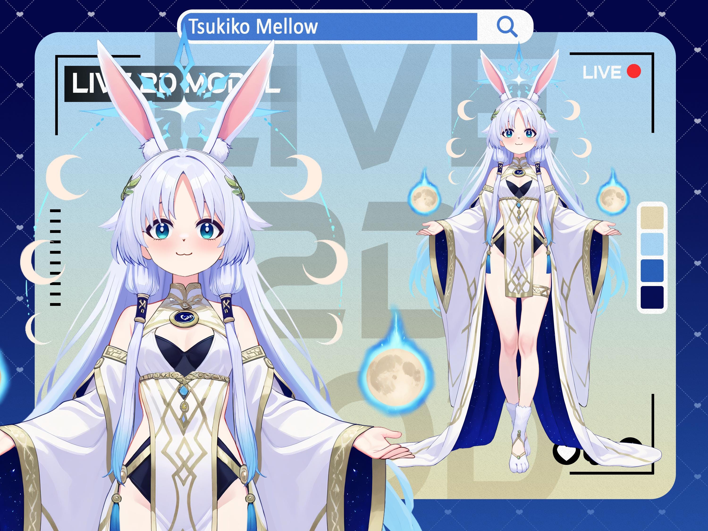 Lunar Rabbit Vtuber Model: Anime Live2d Avatar for Streaming - Etsy
