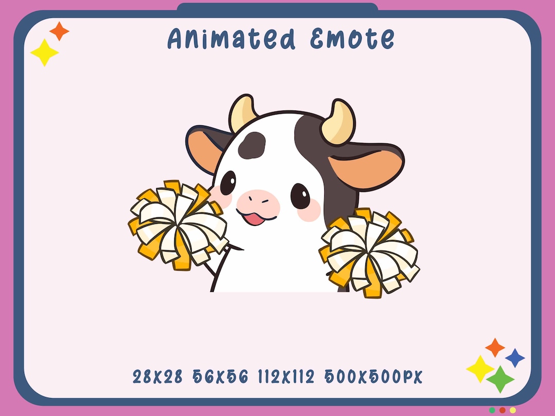 Cow Cheerleading Twitch Youtube Kick Discord Emote, Cheerleading ...