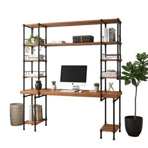 Industrial Pipe Computer Desk With Solid Wood Shelves - Etsy