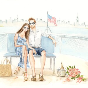 Save the Date Drawing - Custom Illustration Wedding Portrait, Bride ...