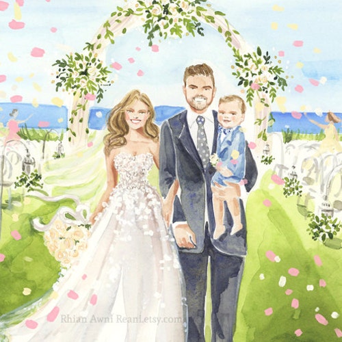 Save the Date Drawing Custom Illustration Wedding Portrait | Etsy