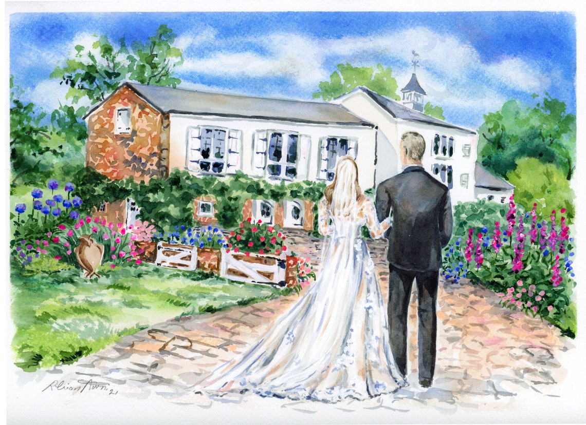 Watercolor Wedding Portrait Custom Bridal Illustration - Etsy