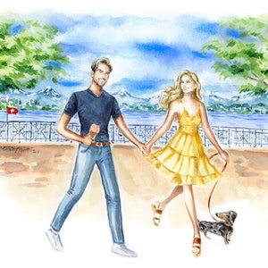 Save the Date Drawing - Custom Illustration Wedding Portrait, Bride ...