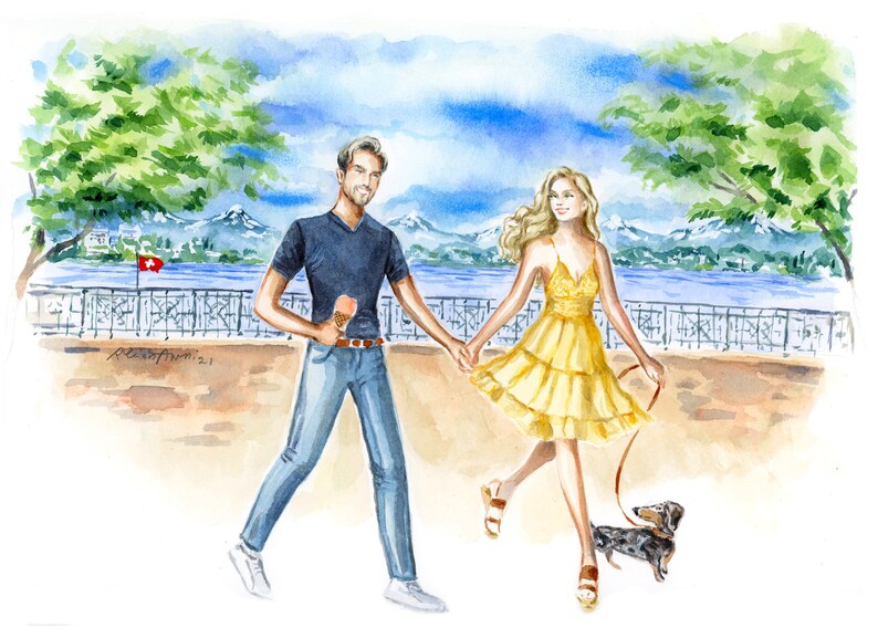 Save the Date Drawing Custom Illustration Wedding Portrait | Etsy