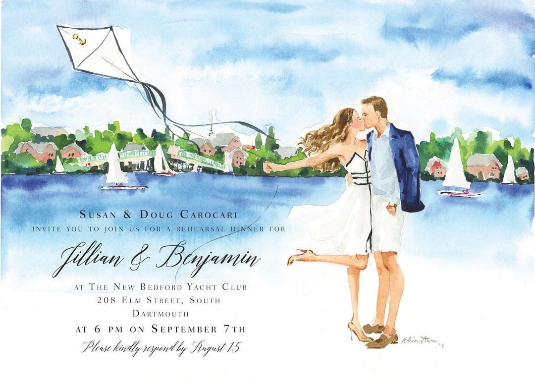 Watercolor Save the Date - Bride and Groom, Custom Portrait, Couple ...