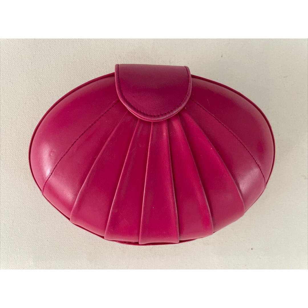 BARBARA BOLAN Vintage Pink Mini Hard Side "clam Shell" Clutch/shoulder ...