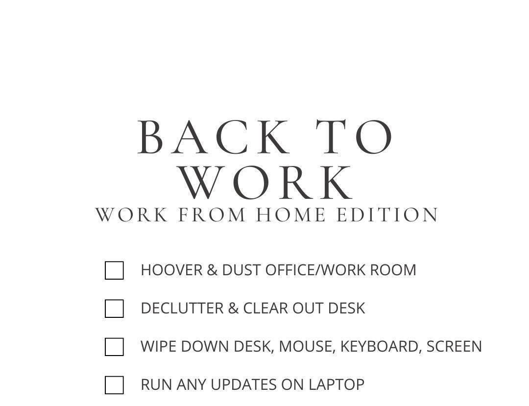 Back to Work Checklist Printable - Work From Home Reset - Digital ...