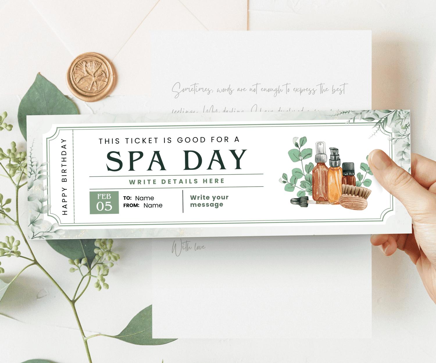 Spa Day Voucher - INSTANT DOWNLOAD - EDITABLE Text - Printable, Spa ...