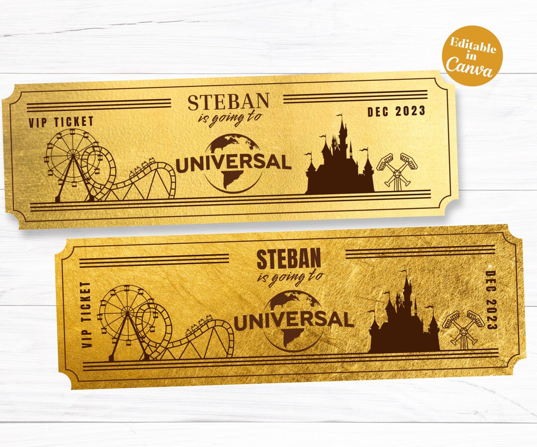 Printable UNIVERSAL STUDIOS Surprise Trip Ticket, Universal Gift Ticket ...