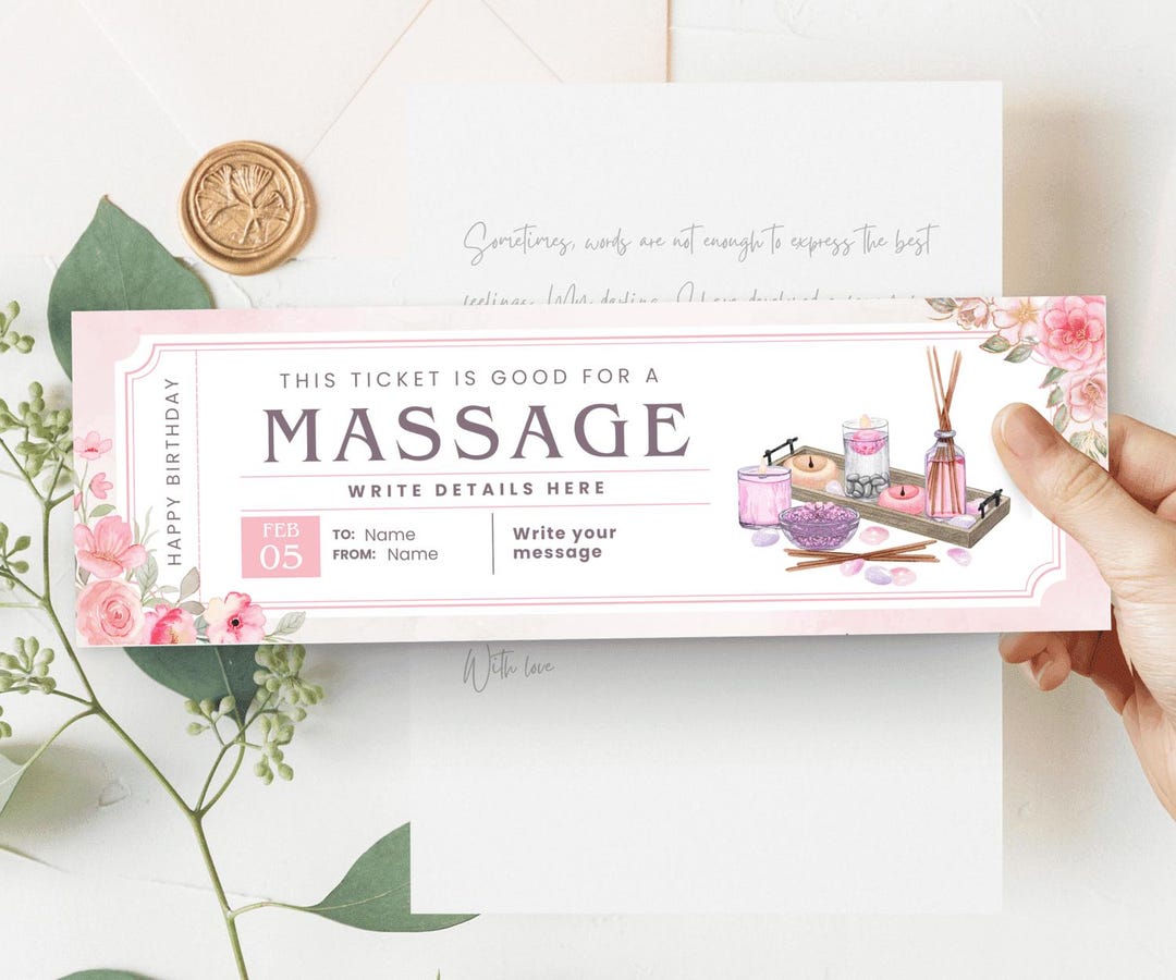 Massage Gift Certificate Coupon - INSTANT DOWNLOAD - EDITABLE Text ...