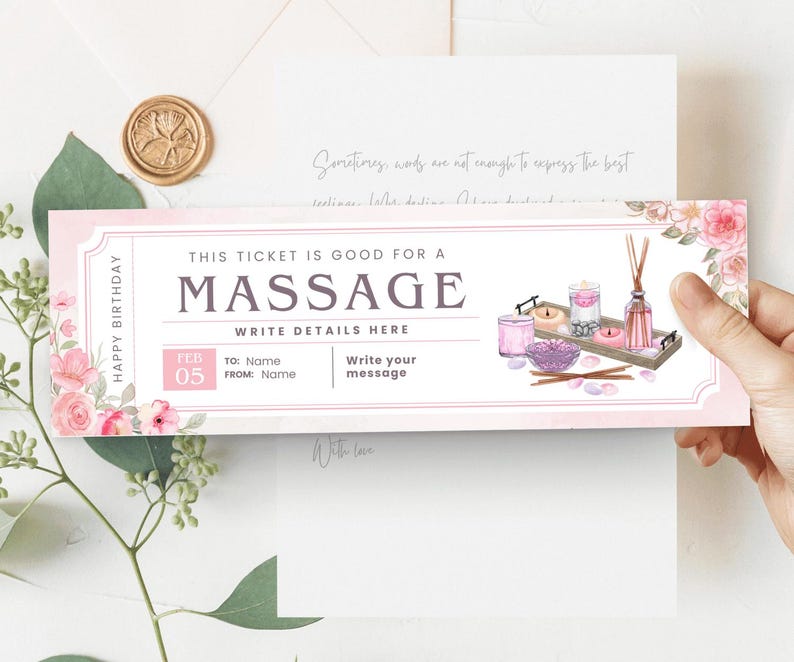 Massage Gift Certificate Coupon - INSTANT DOWNLOAD - EDITABLE Text ...