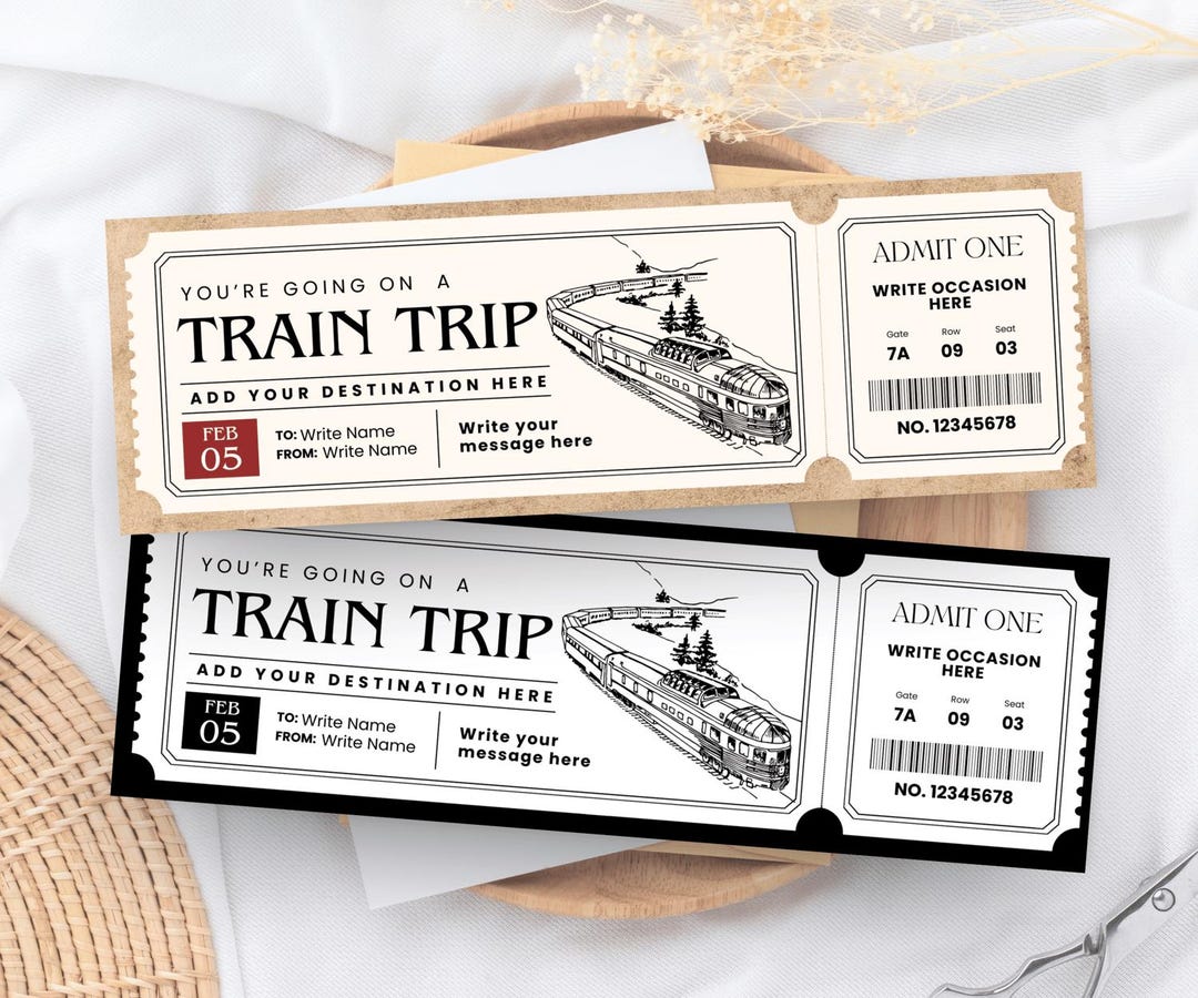 Train Ticket Template Travel Gift Coupon Printed Creative Personalized ...