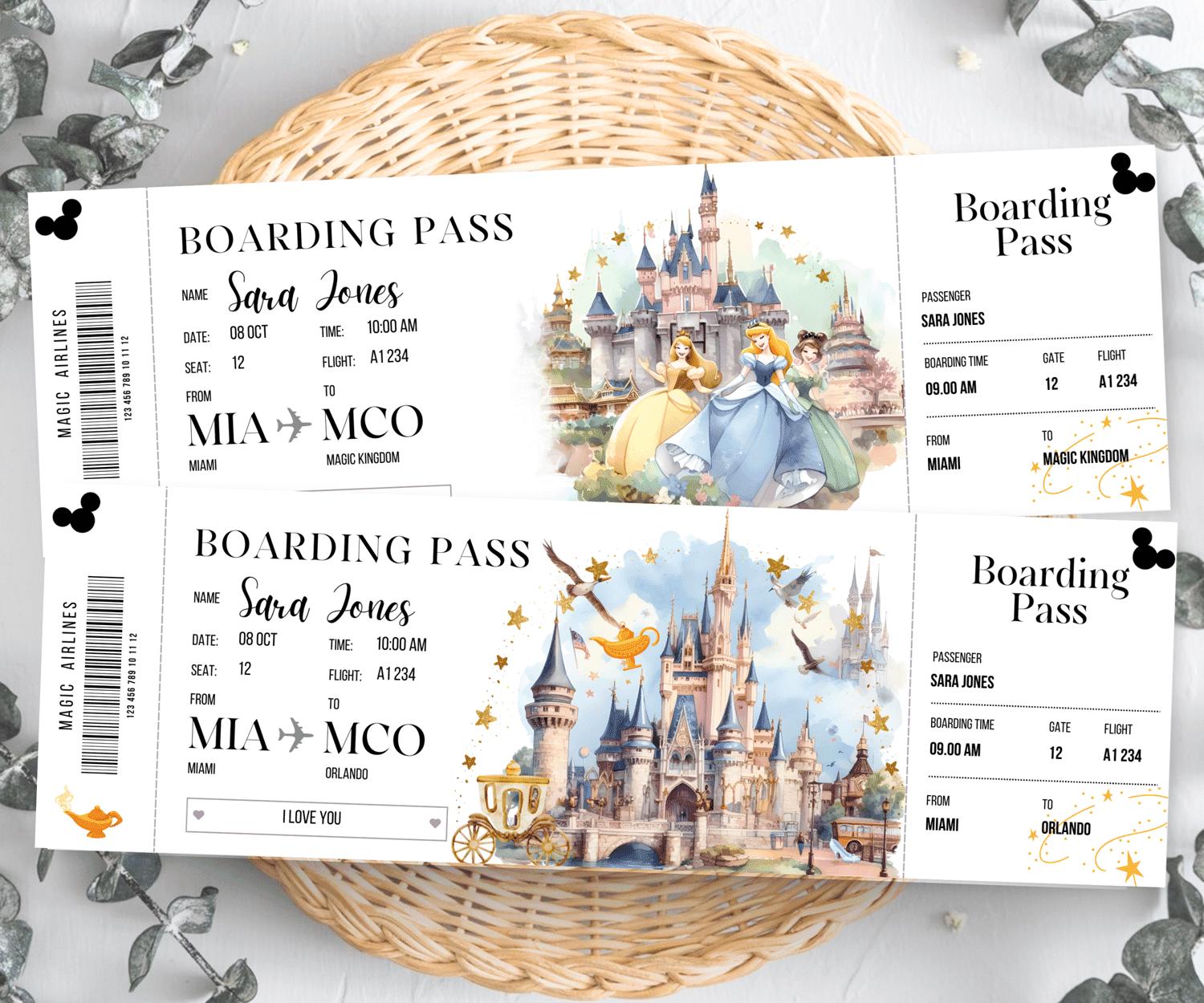 Editable Disneyland Ticket, Disneyworld Ticket, Editable Ticket ...