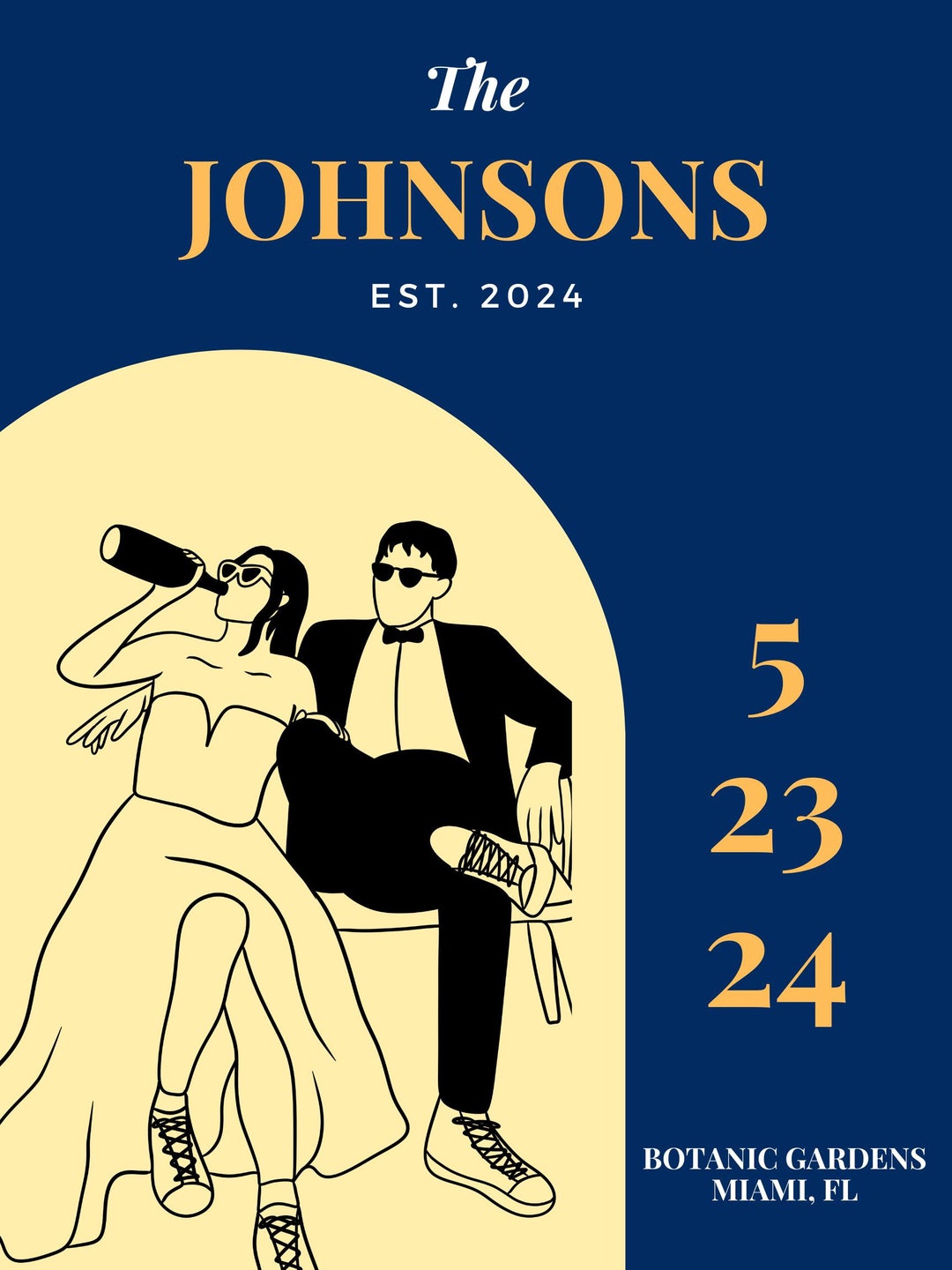 Vintage Wedding Poster Personalized Custom Anniversary Print of Bride ...