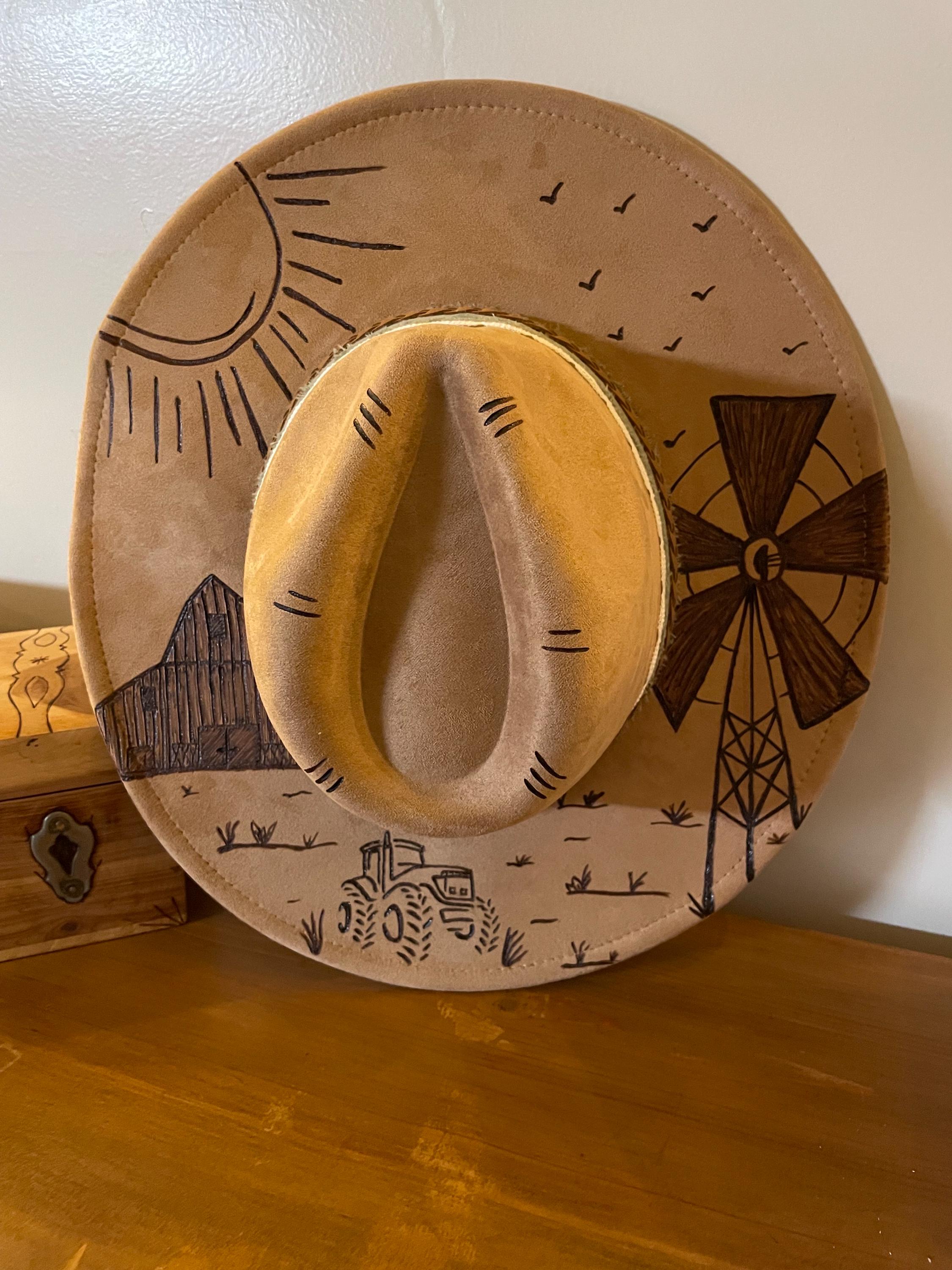 Custom Burned Cowboy Hat - Etsy