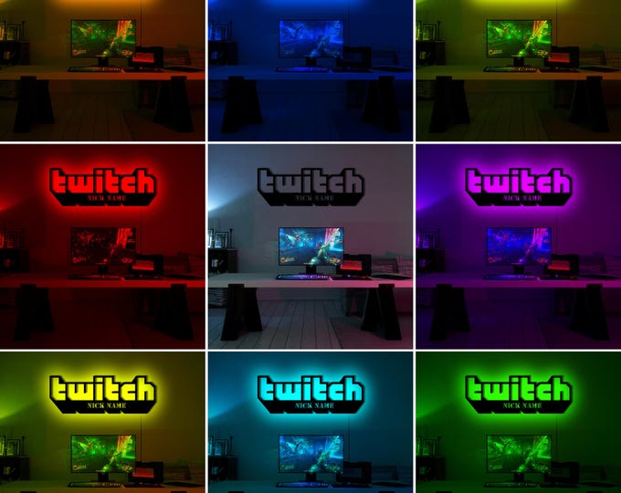 Custom Twitch Gamertag Name Sign, Gaming Room RGB Led Light Up, Gamer ...