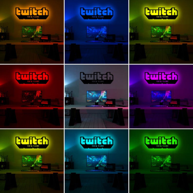 Custom Twitch Gamertag Name Sign, Gaming Room RGB Led Light Up, Gamer ...