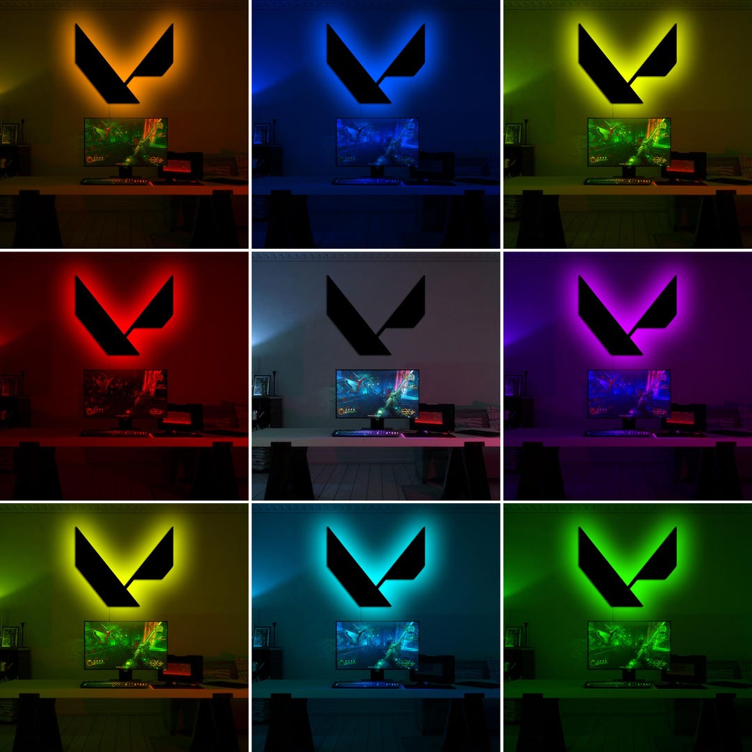 Valorant Logo RGB Led Wall Light, Gaming Illuminated Sign W/remote ...