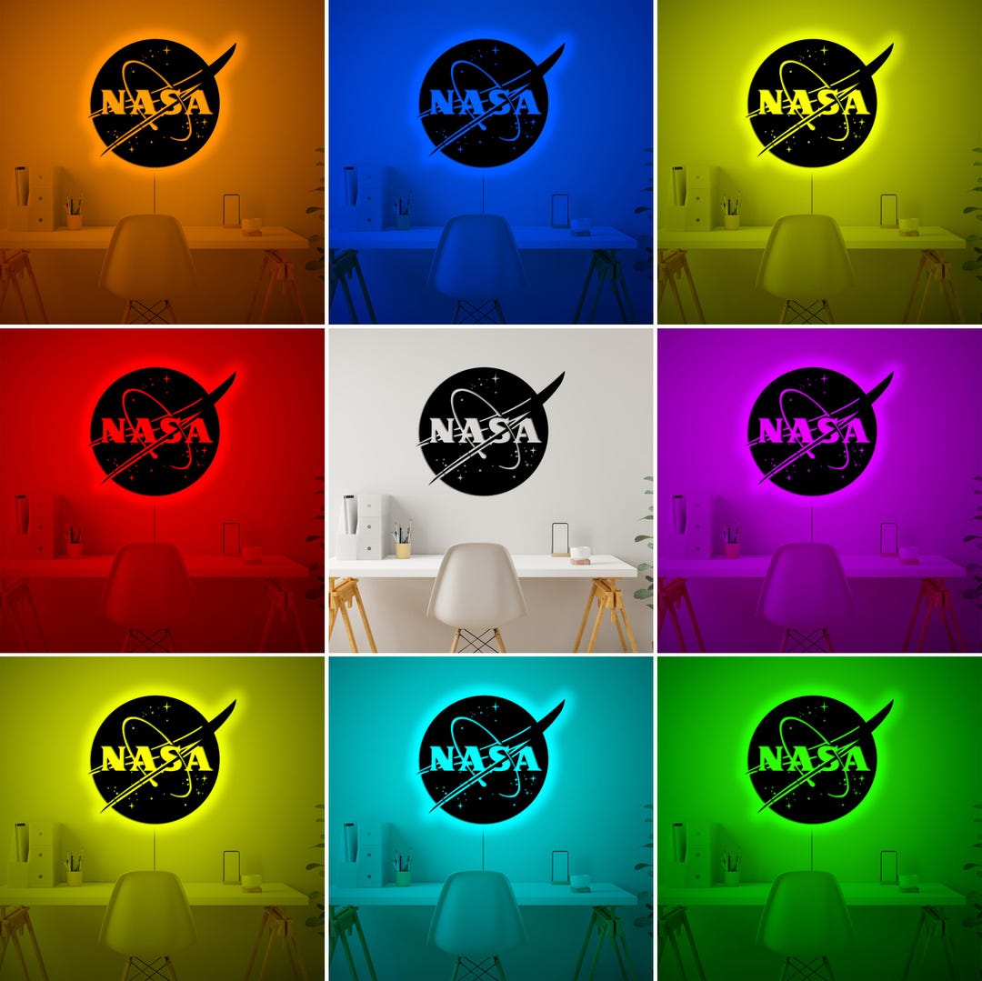 NASA Logo RGB LED Wall Light, Nasa Neon Sign, Space Wall Decor ...