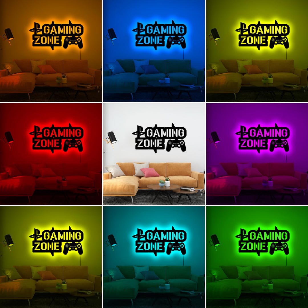 Gaming Zone RGB Wall Light, Game Room Light Decor, Streamer Light up ...