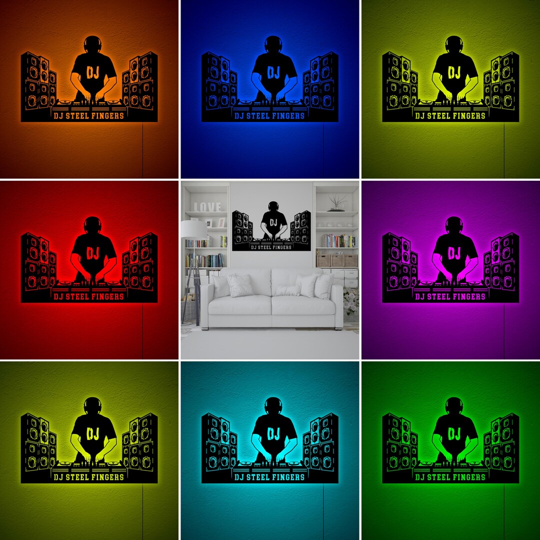 Personalized DJ Wall Art W/led Light, Dj Player Name Sign, Music Lovers ...
