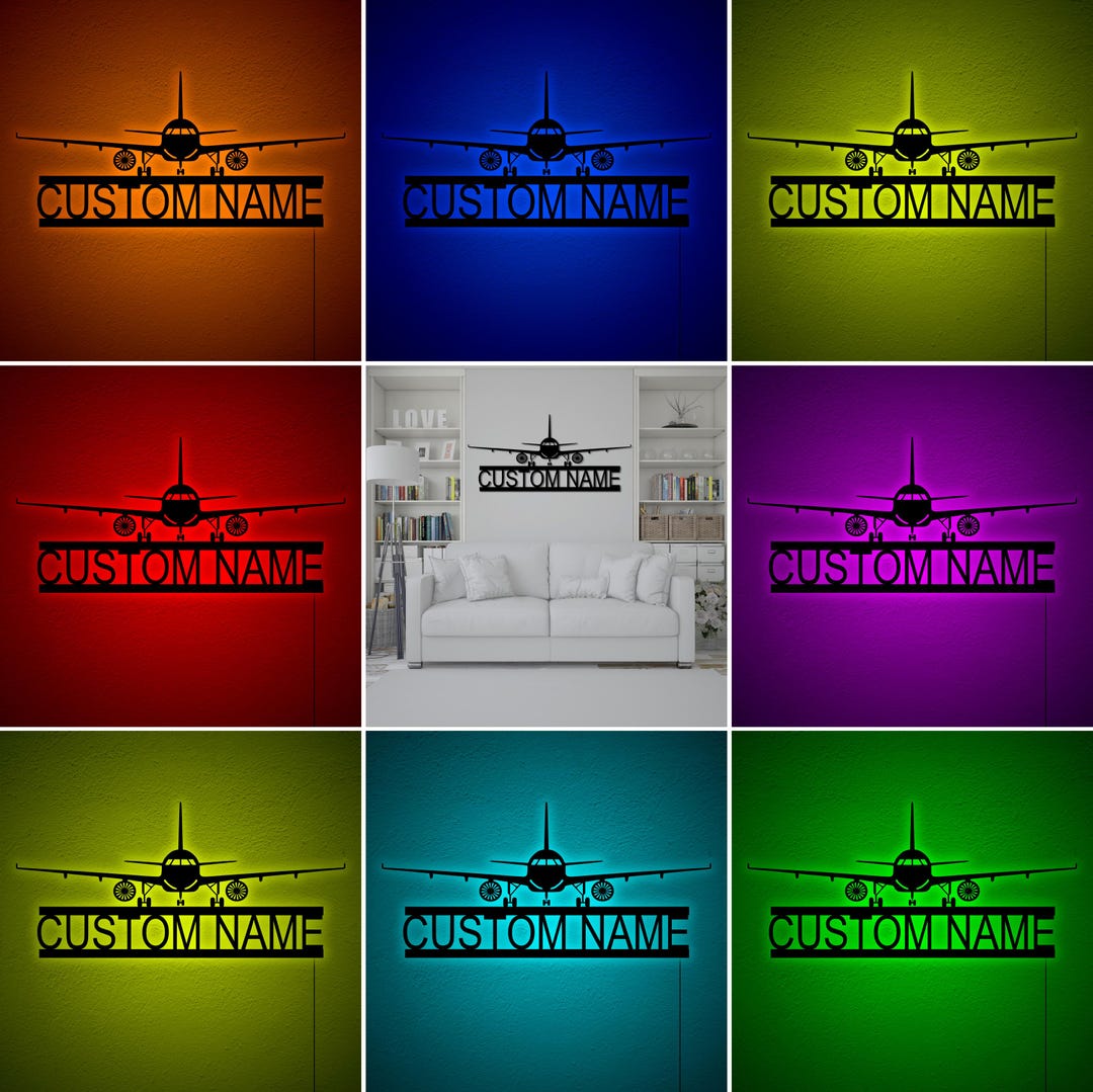 Customizable Airplane RGB LED Wall Decor - Perfect Pilot Gift ...