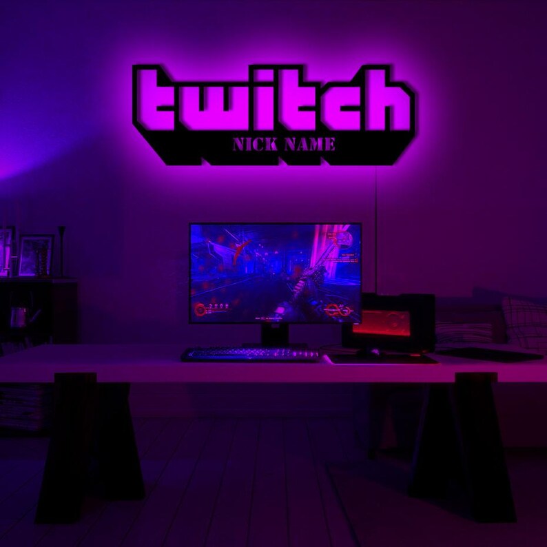Custom Twitch Gamertag Name Sign, Gaming Room RGB Led Light Up, Gamer ...