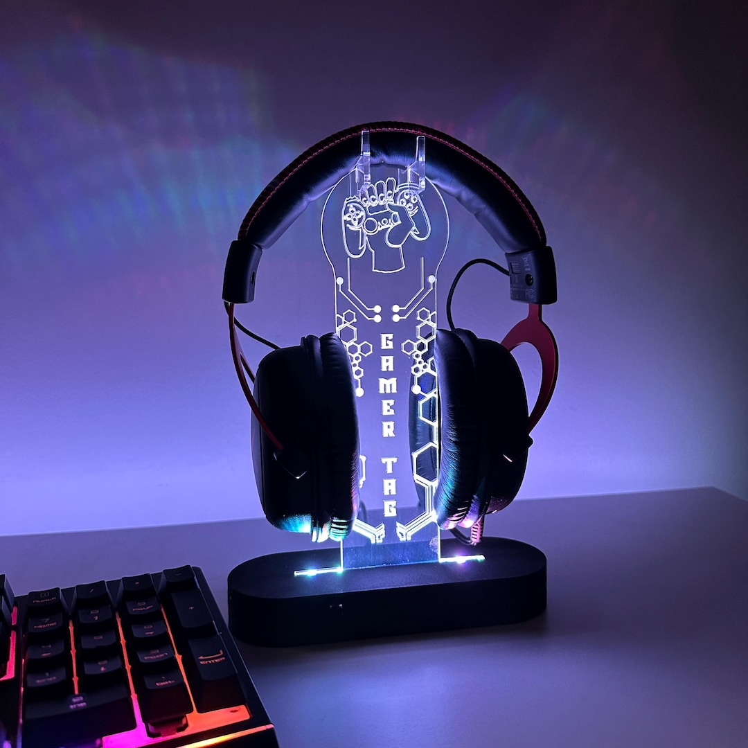 Personalized Headphone Stand, Headset Holder Stand, PC Accessories RGB ...
