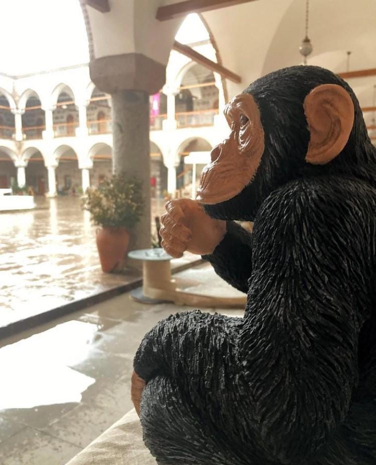 Hand-painted Sitting Monkey Statue: Unique Home Decor (14.2 X 11.4 ...
