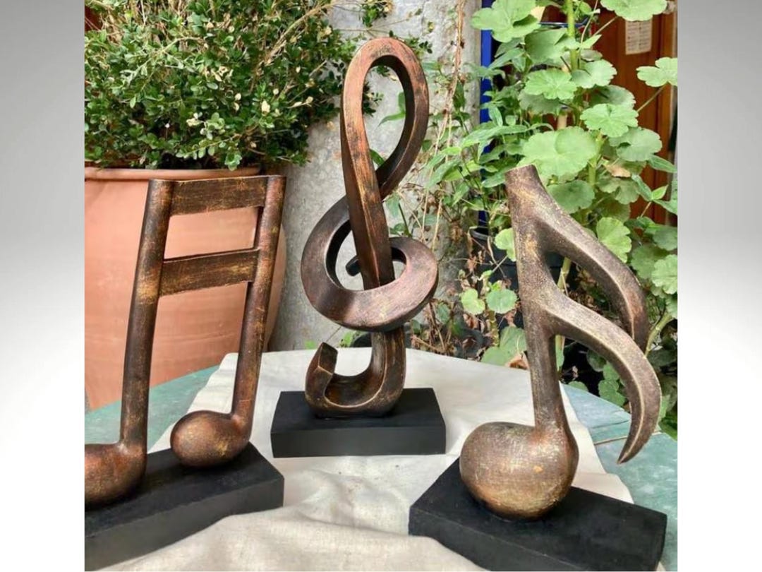 Set of 3 Musical Note Sculpture Music Statue, Music Note Decor, Art for ...
