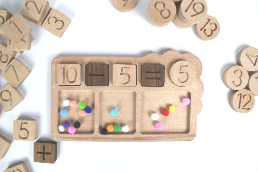 Wooden Montessori Math Game Board for Kids Addition, Subtraction ...
