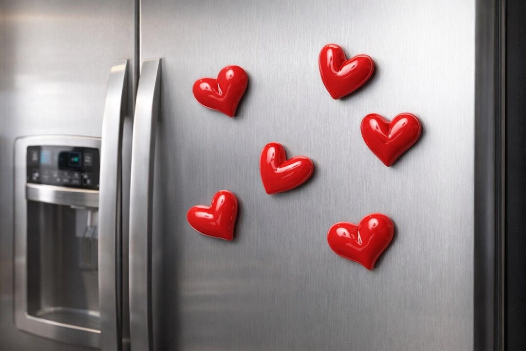 Red Heart Fridge Magnets, Epoxy Decor, Valentine's Day Gift, Set of 6 ...