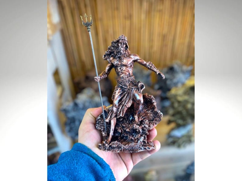 11" Poseidon Statue: Greek God of the Sea, Bronze Finish - Etsy