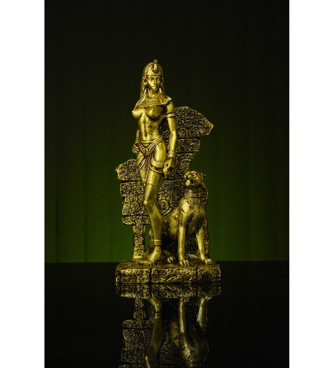 Cleopatra Statue With Leopard: Hand-painted Ancient Egypt Decor - Etsy