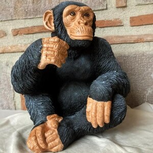 Hand-painted Sitting Monkey Statue, Unique Home & Office Decor, Large ...