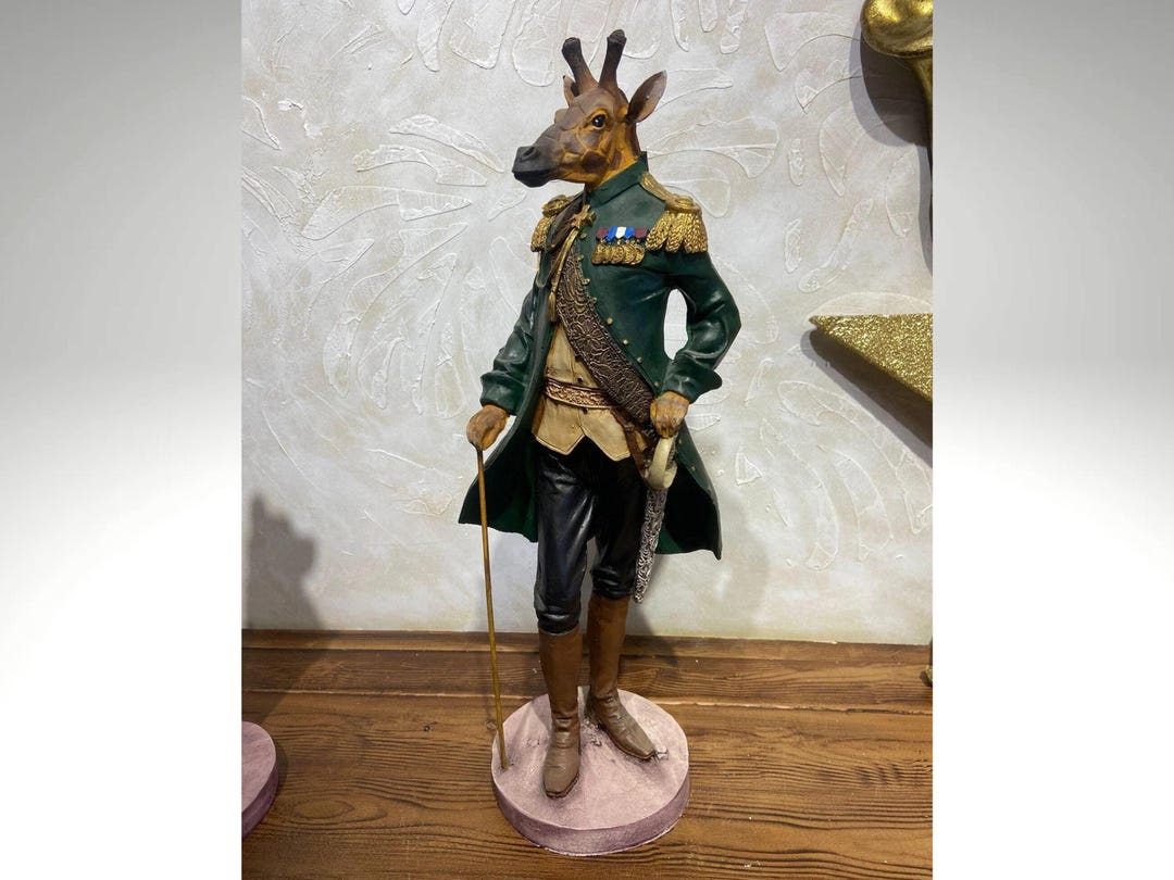 Hand-painted Napoleonic Giraffe Soldier Statue: Elegant Home Decor - Etsy