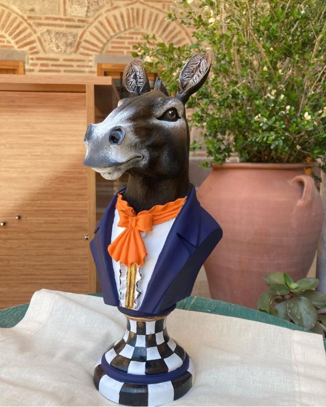 Handpainted Large Donkey Sculpture Statue, Donkey Statue, Gentleman ...