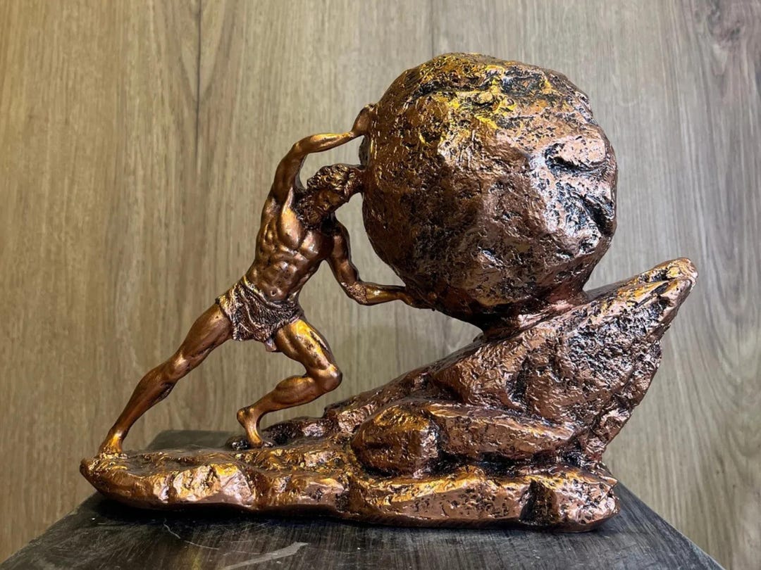 Sisyphus and the Eternal Boulder Greek Mythology Statue, Greek ...