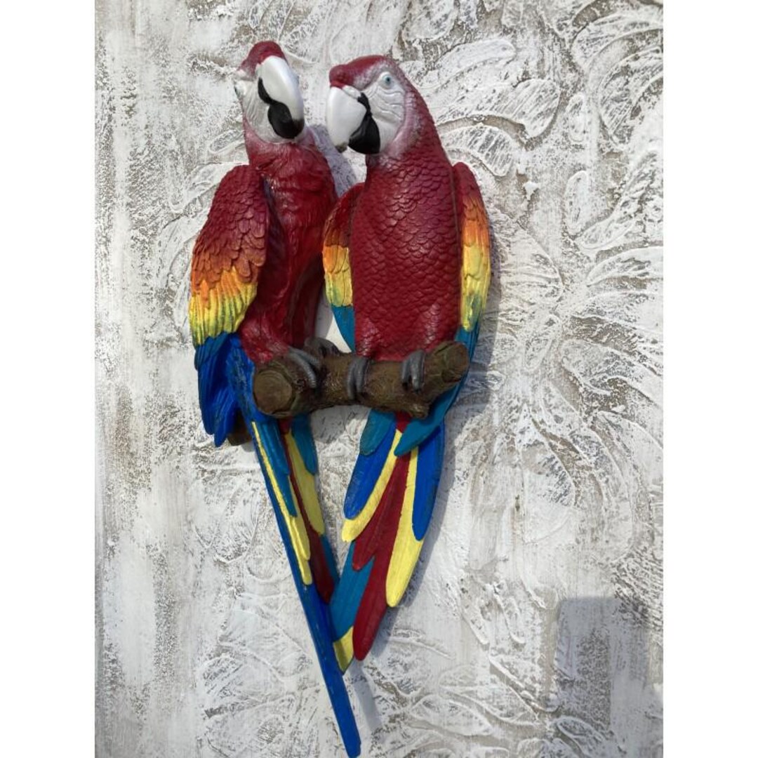 Hand-painted Macaw Parrot Figurines: Garden Wall Decor (21.6") - Etsy