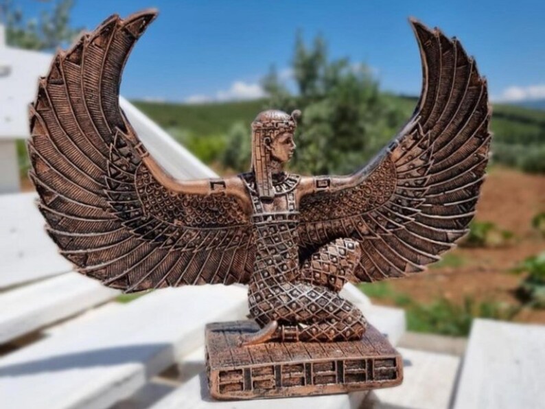 Egyptian Goddess Isis Statue, Winged Design, Polyester Sculpture - Etsy