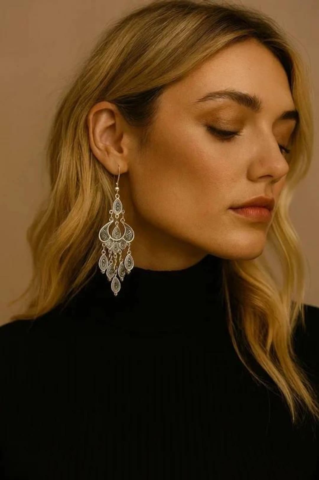 Sterling Silver Earring Hooks With Long Boho Tibetan Silver Chandelier ...