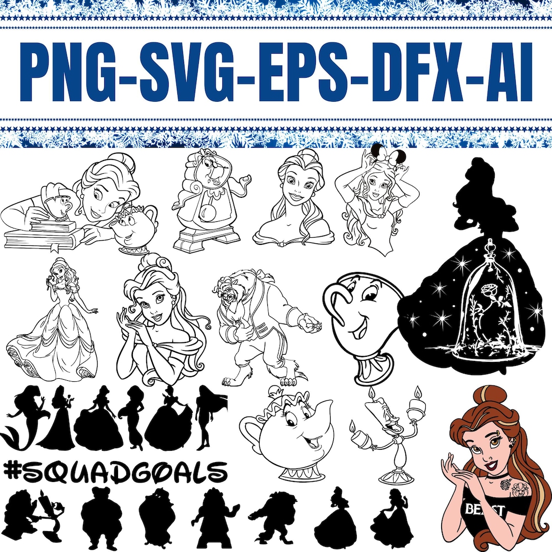 150+dosya Güzel Ve Çirkin SVG Paketi - Belle SVG, Beast SVG, Prenses ...