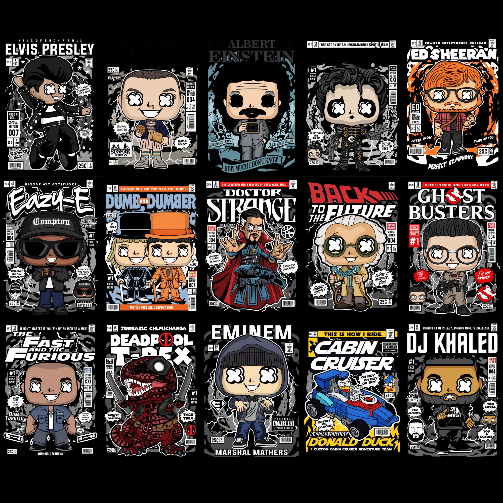 210+ Pop Art T-shirt Design Bundle, Famous Celebrities Clipart Design ...