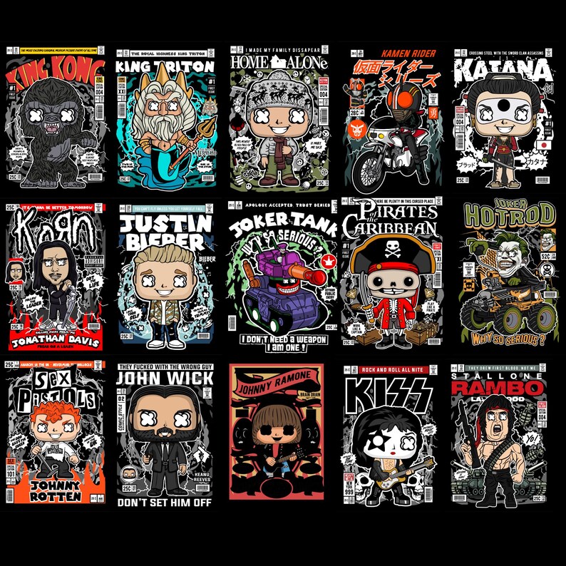 210+ Pop Art T-shirt Design Bundle, Famous Celebrities Clipart Design ...