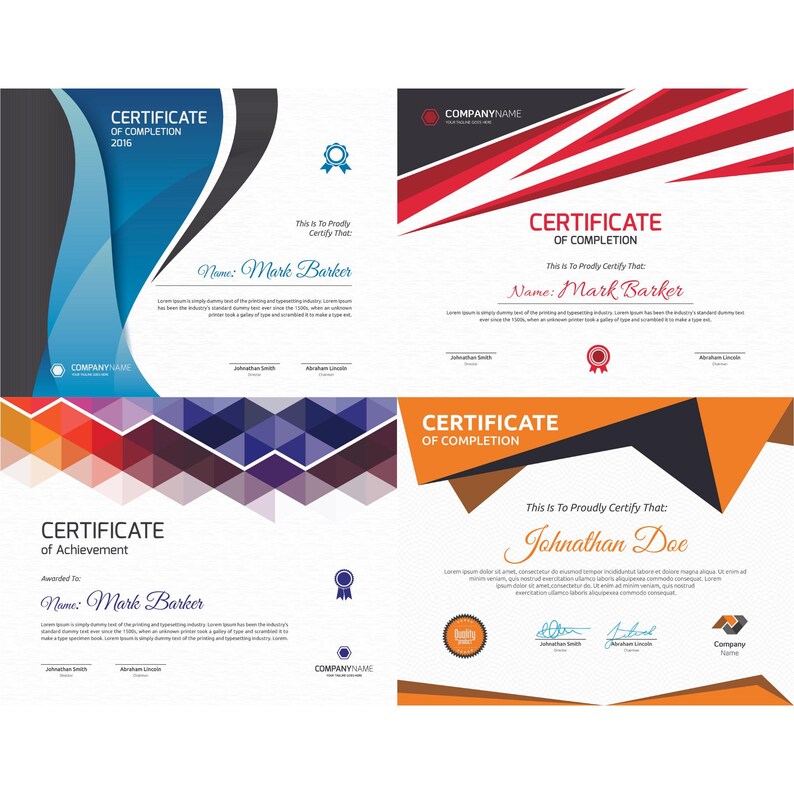 100 Certificate Templates Bundle | Editable EPS Files | Professional ...