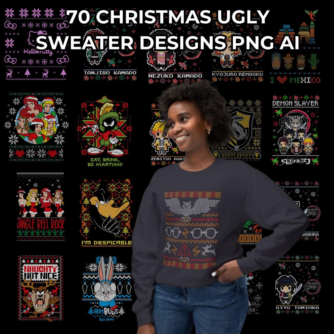 70 Christmas Ugly Sweater Designs PNG AI | Festive Digital Download ...